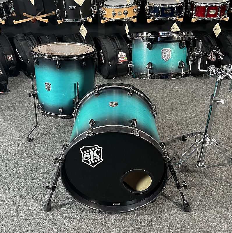 2017 SJC Custom Maple 12/16/20" Drum Set Kit in Harbor Blue | Reverb