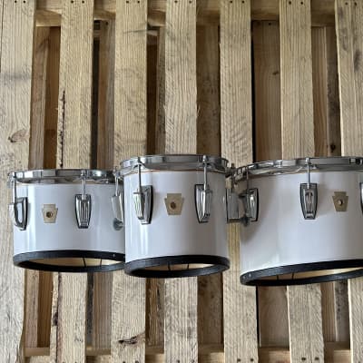 Ludwig USA Made Marching Tri Tom With Vest Carrier - White | Reverb