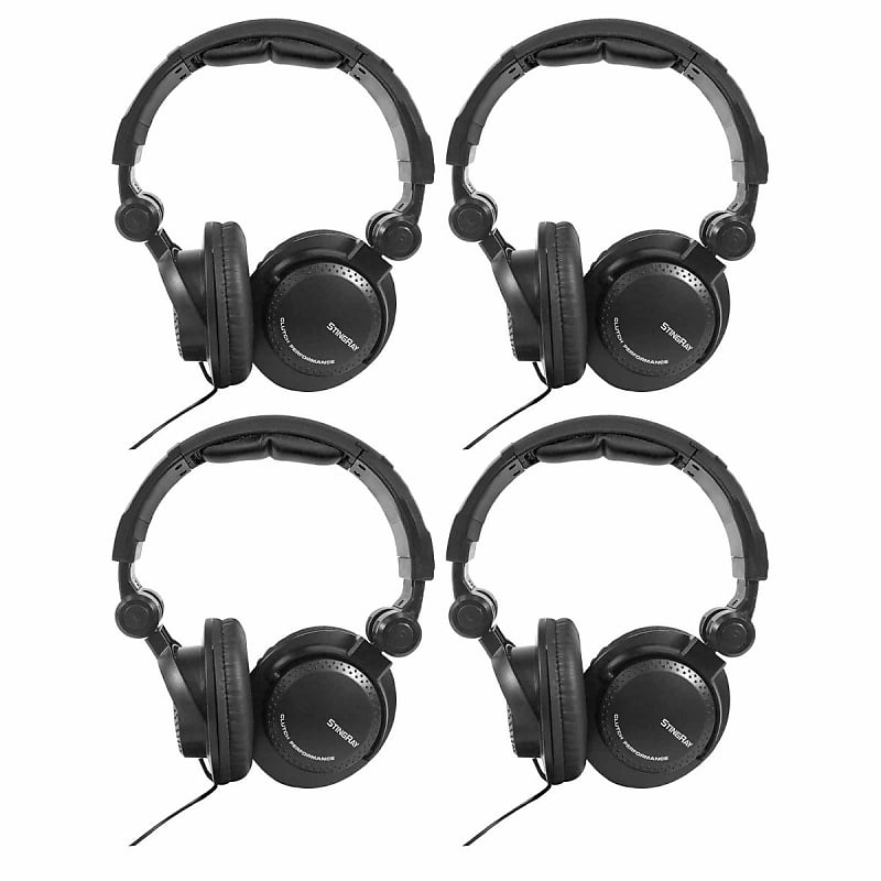 Professional Foldable Black DJ Studio Reference Headphones w | Reverb