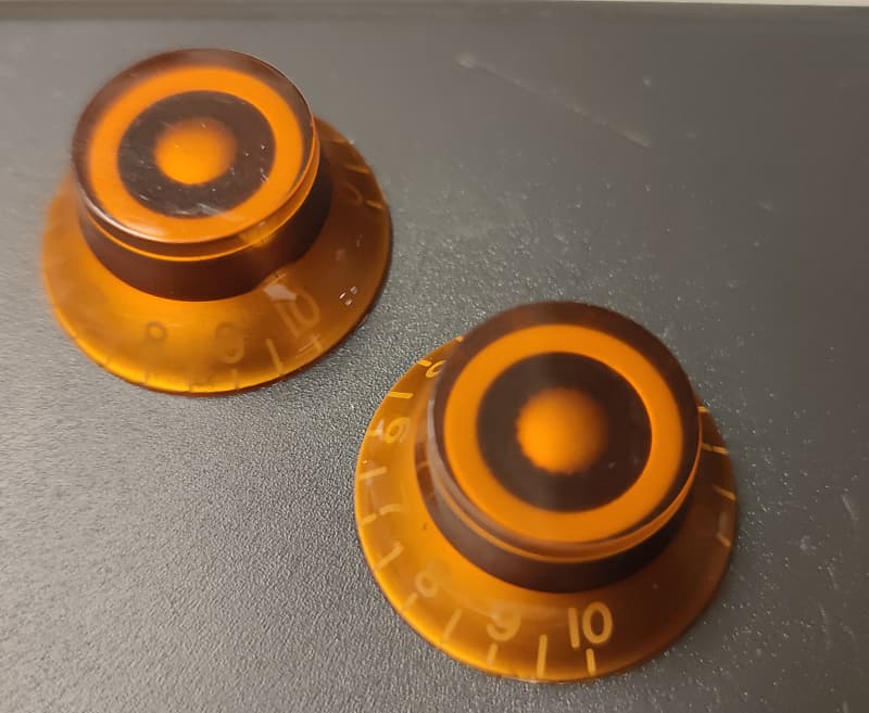 Boutons ambre/amber type bell knobs (2) pour Les Paul junior, | Reverb