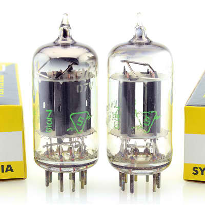 MATCHED PAIR 1950's SYLVANIA 5963 12AU7 SQUARE GETTER NOS | Reverb