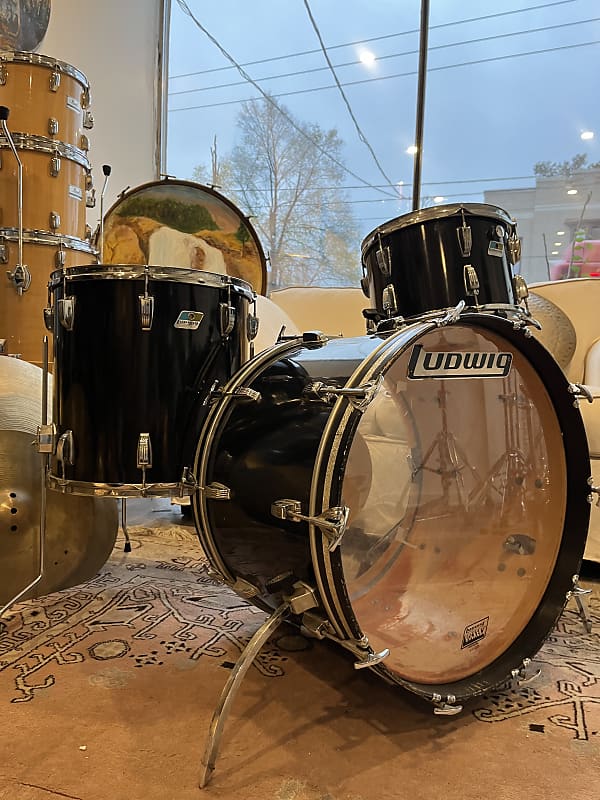 Ludwig Super Classic 14x22, 9x13, 16x16” 1970s - Black Cortex | Reverb