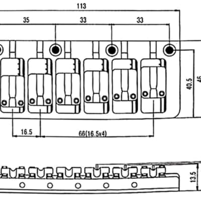 6-String Modern High Mass Bass Bridge, 16.5mm Spacing - Gold | Reverb