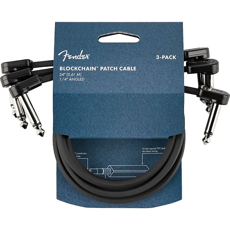 Fender Blockchain 24'' Patch Cable, 3-pack, Angle/Angle | Reverb
