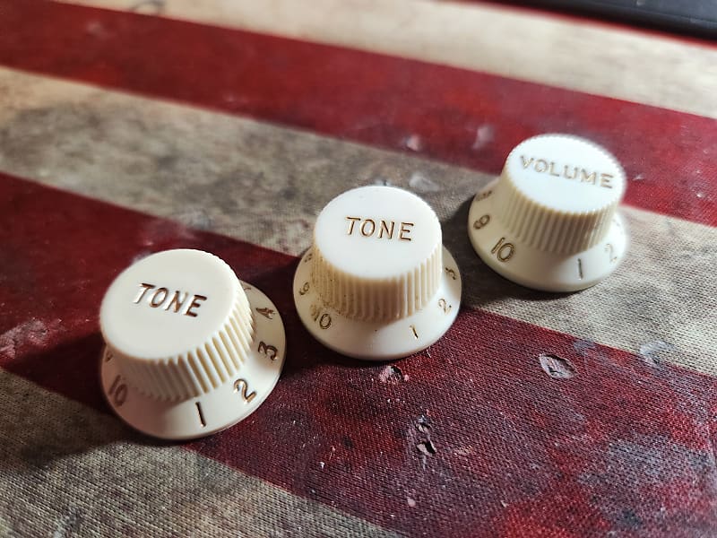 1966 Vintage CBS Fender Stratocaster Knobs White Genuine | Reverb