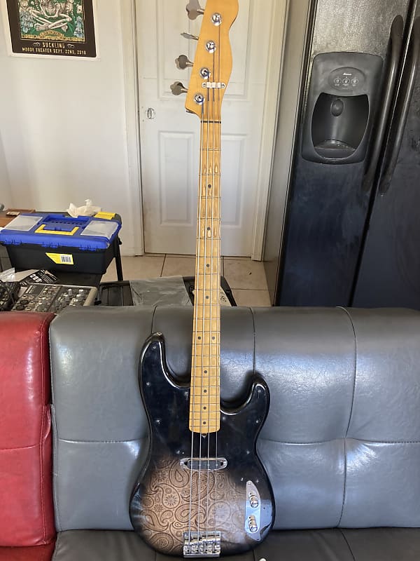 Warmoth Tele 50’s P- Bass Black Paisley Lindey Fralin Hipshot | Reverb