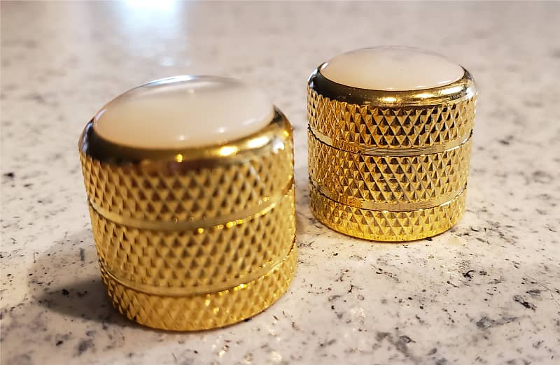 My last set of Tele knobs in gold with white pearl top X 2 by | Reverb