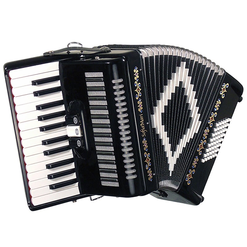 SofiaMari 26 Key 48 Bass 3 Switches Piano Accordion Black | Reverb