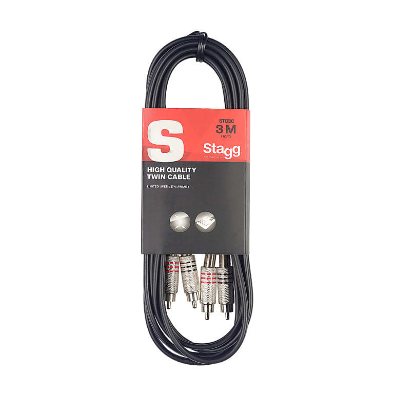 Stagg STC3C 3M/10FT TWIN CABLE RCAm-RCAm | Reverb