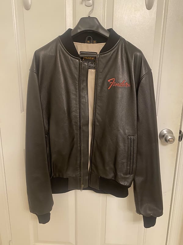 Fender Leather Black Jacket (Perfect Condition in XL) | Reverb