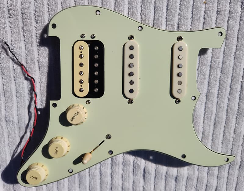 Fender Loaded Pickguard, HSS, Mint Green, Lollars, Shawbucker | Reverb
