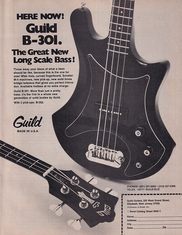 ORIGINAL 1978 GUILD B-301 BASS AD | Reverb