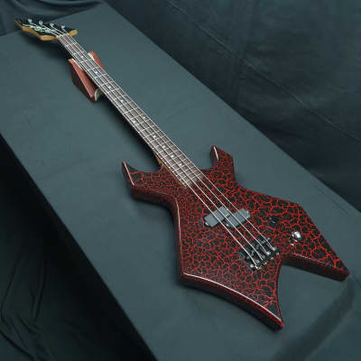 B.C. Rich Platinum Series Warlock Bass 1990 Black Red Crackle | Reverb