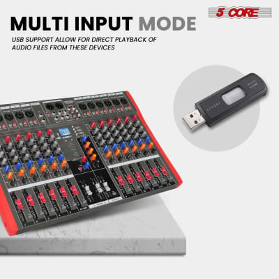 5 Core Audio Mixer 12 Channel DJ Equipment with Bluetooth USB | Reverb