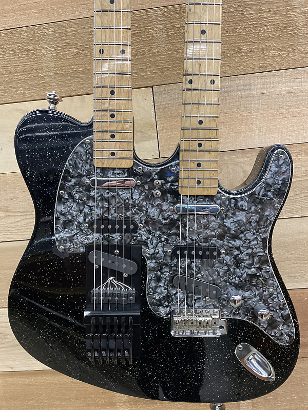 Custom Double Neck Tele/Strat combo Black metallic | Reverb