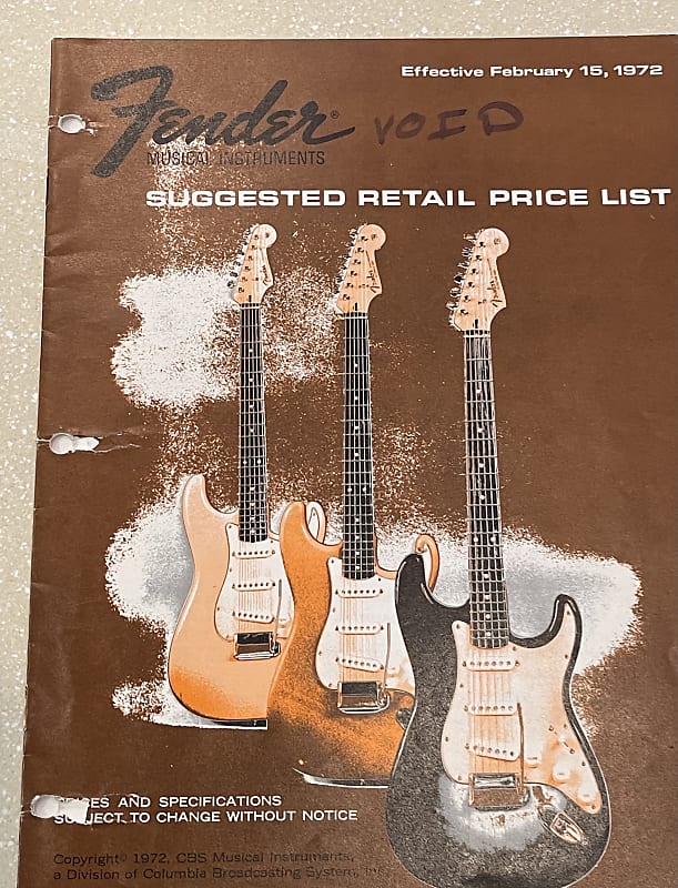 Fender Price list 1972 | Reverb