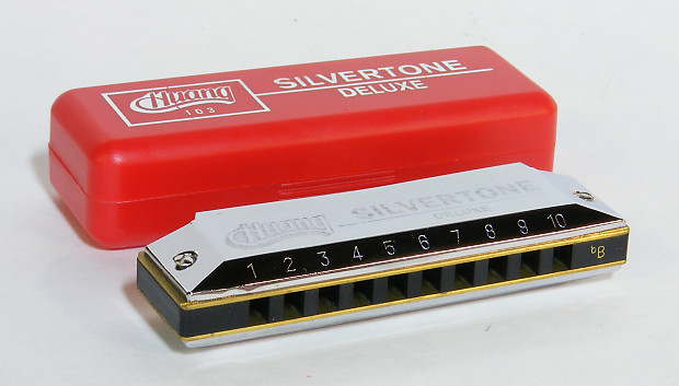 Huang Silvertone Deluxe 10 Hole Diatonic Harmonica with Case | Reverb