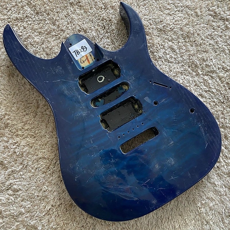 Tiger Maple Top Blue HSH Pickup Route Guitar Body DIY Project | Reverb