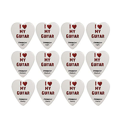 ChromaCast "I Love My Guitar" Heart Shaped Pick 12 Pack in | Reverb