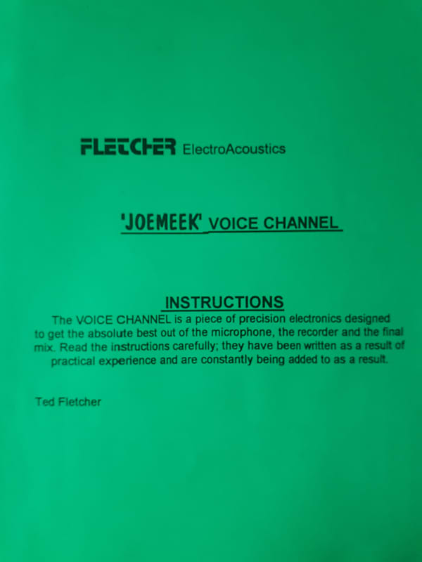 Instructions for Fletcher Electro Acoustics Joemeek Voice | Reverb