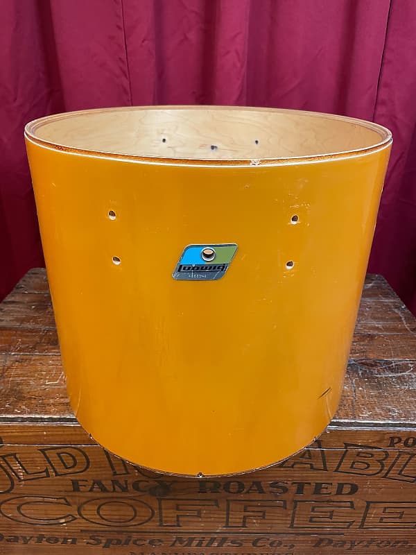 1980s Ludwig 14x16 Concert Tom Drum Shell Gold Silk 6-Ply #2 | Reverb