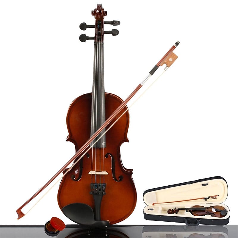 New 1/4 Size Natural Color Basswood Acoustic Violin + Case + | Reverb