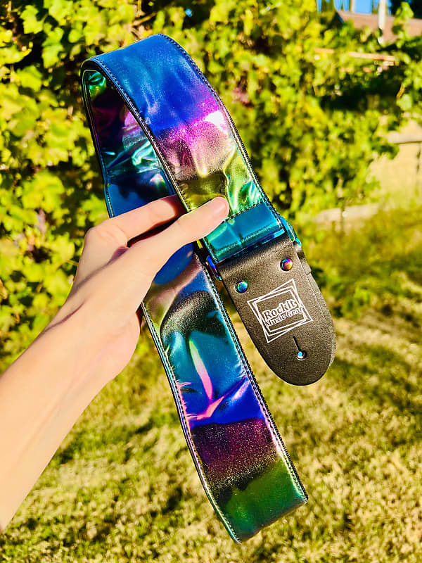 Rainbow Chrome With Rainbow Hardware Guitar Strap | Reverb