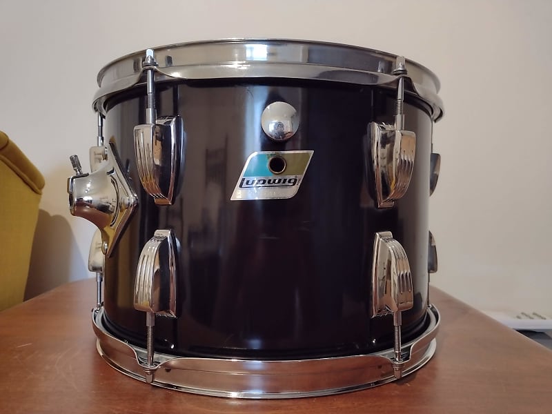 Vintage 1970s Ludwig 13" x 9" Rack Tom in Black Cortex | Reverb