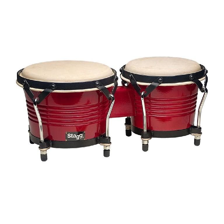 Stagg 7.5" and 6.5" wild-cherry-colored Latin wood bongos | Reverb