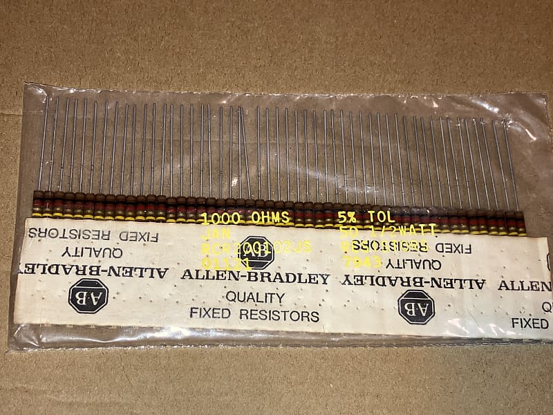 One pack of 50 Mil-Spec Allen Bradley 1,000 Ohm / 1K 5% 1/2w | Reverb