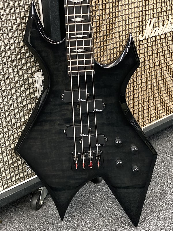 B.C. Rich Warlock Bass NJ Neck Thru - Transparent Black | Reverb