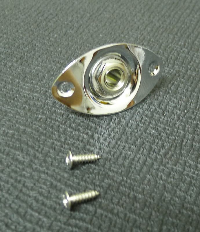 Guitar Oval Jack Plate Socket in Chrome Fit For Fender | Reverb