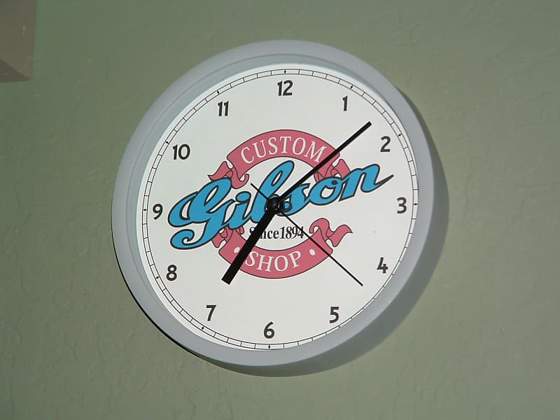 Gibson Custom Shop studio wall clock ..8.5" diameter...Grey | Reverb