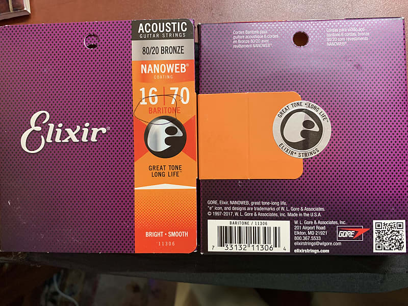 Elixir 2 sets of Baritone Acoustic 16-70 Nanoweb 2024 - 80/20 | Reverb