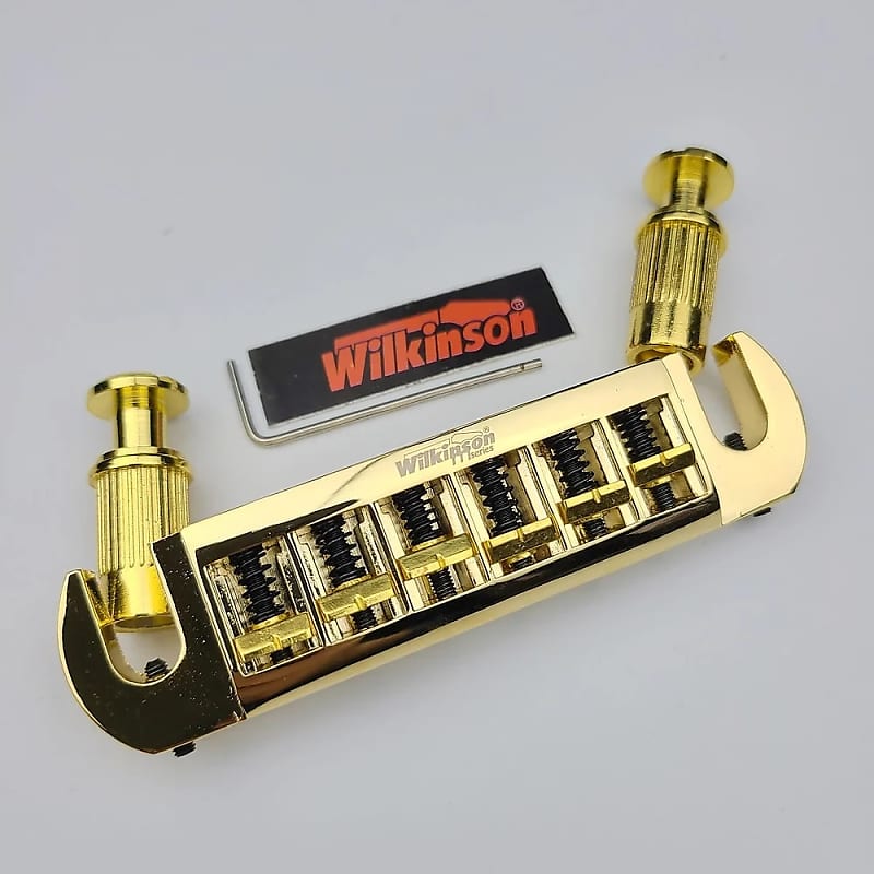 Wilkinson Gold Wraparound Tune O Matic TOM Bridge Stop Bar | Reverb