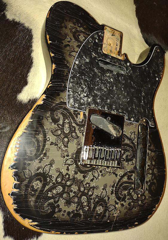 2012 Fender FSR Black Paisley Telecaster BODY w/Pickguard & | Reverb