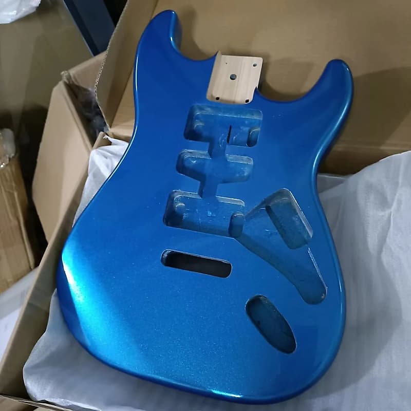 Poplar Wood Metallic Finish Blue Guitar Strat Style Body | Reverb
