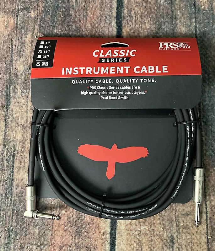 PRS 18ft Classic Instrument Cable Straight-Right Angle | Reverb