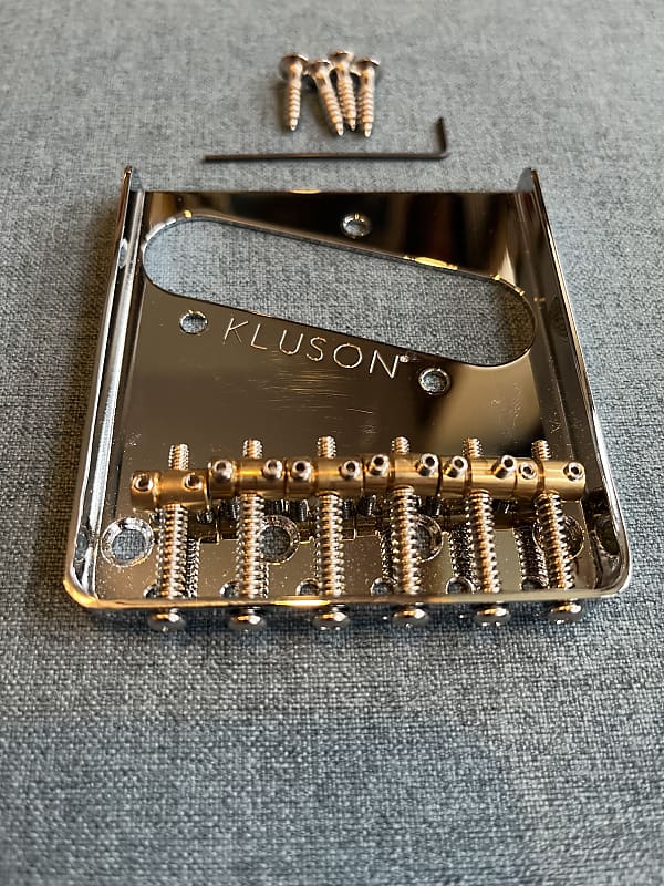 Kluson KV6TBG-C Chrome Telecaster Bridge with 6 Brass Saddles | Reverb
