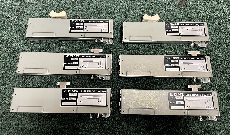 (6) ALPS 10K 100mm, K. FADER (Only 2 White Fader Caps Are | Reverb