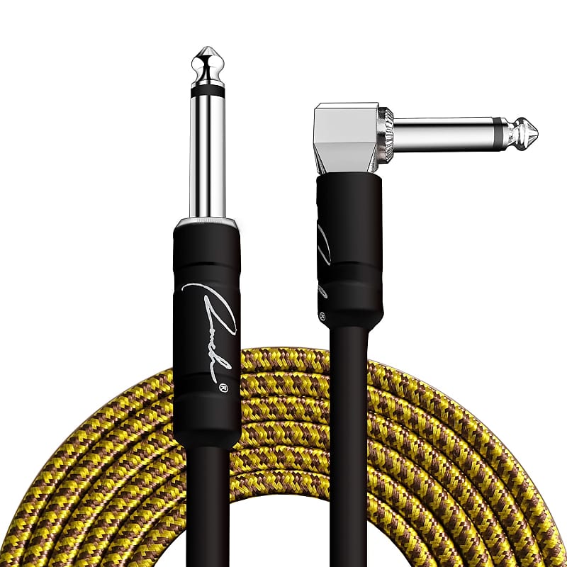 Guitar Cable 20 Ft - Straight to Right Angle Cable - Quarter | Reverb