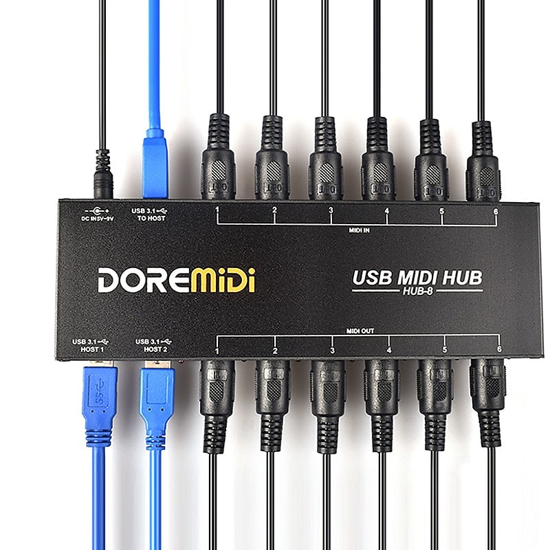 DOREMiDi NEW HUB-8 MIDI 6x6 USB MIDI Host x2 USB 3.1 | Reverb Canada