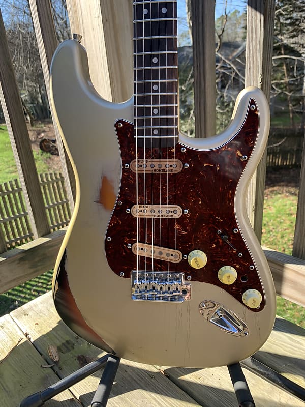 Custom Strat Partscaster Loaded Body Relic Gold | Reverb