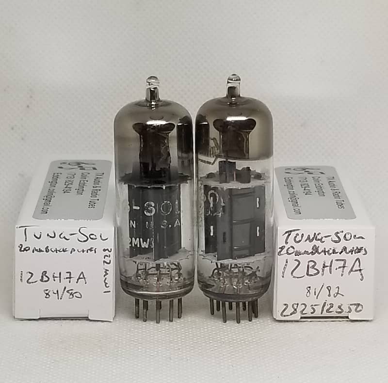 Tung-Sol 12BH7A Black Plate Well Balanced (4.7%) Pair NOS | Reverb