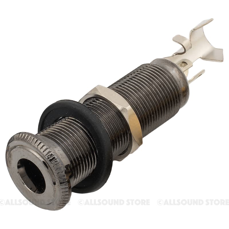 BLACK NICKEL Mono/Stereo TRS Long Threaded Barrel Jack for | Reverb