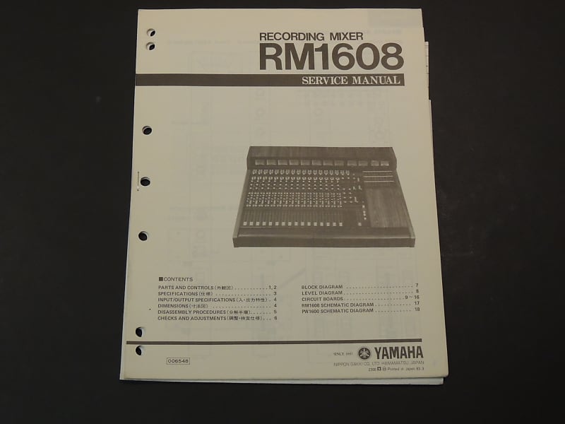 Yamaha RM1608 Service Manual [Three Wave Music] | Reverb