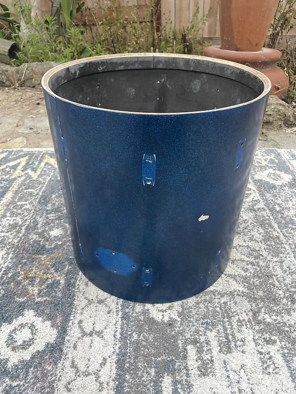 60s Rogers 16" Blue Sparkle Holiday Floor Drum Shell 16x16 | Reverb