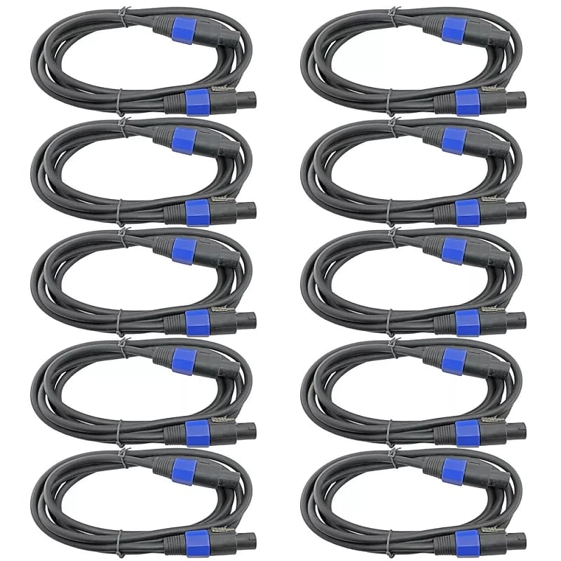 10 Pack 6Ft Foot Pa Pro Audio Speakon Compatible Speaker | Reverb