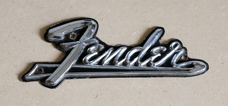 Vintage 1960's Fender Case Amplifier Metal Logo Badge | Reverb