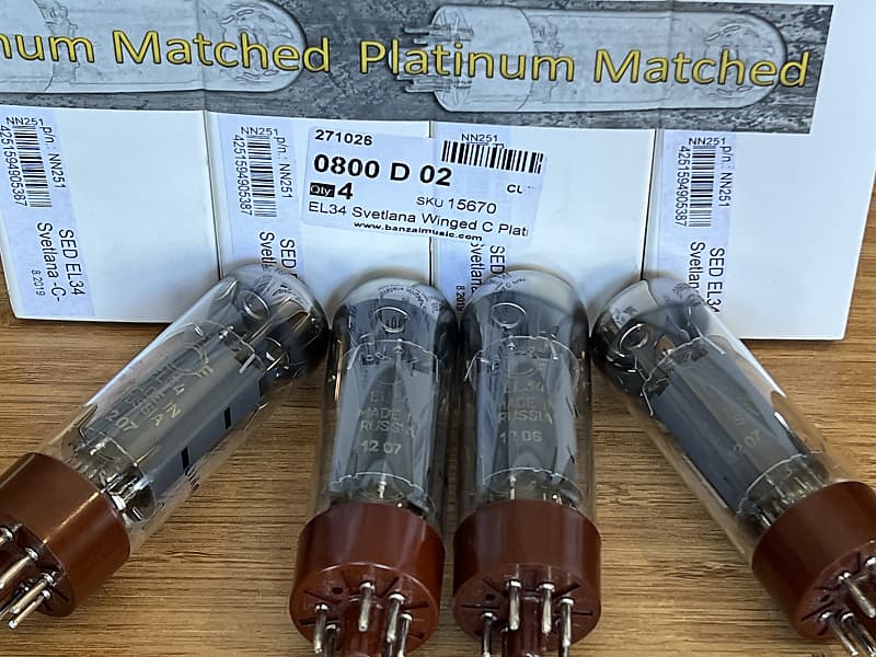 SED Winged-C EL34 NOS Matched Quad Set | Reverb